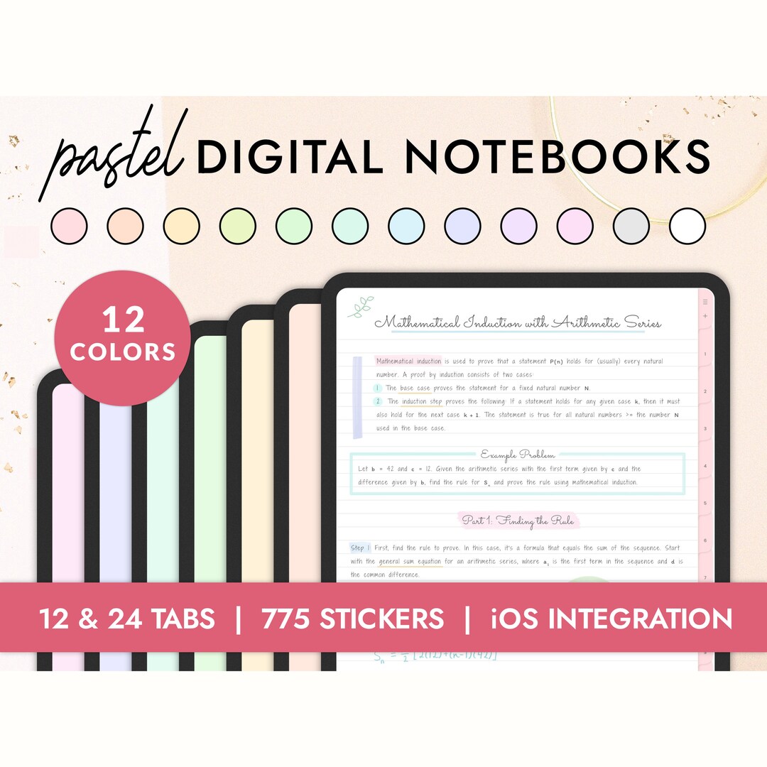 Pastel Digital Notebooks With Tabs Goodnotes Notability iPad Notebooks ...