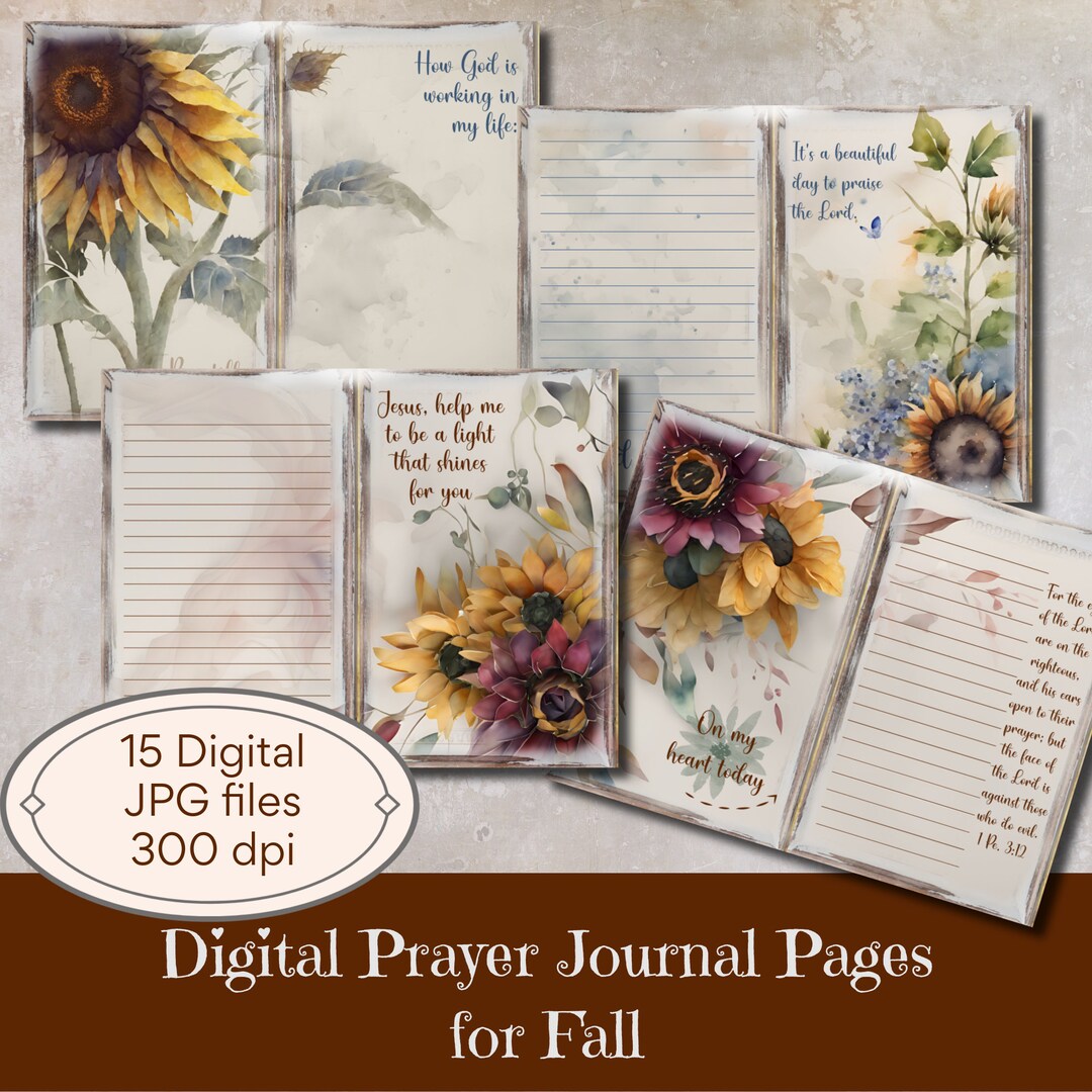 Digital Prayer Journal Pages for Fall, Autumn-themed Journal Pages ...