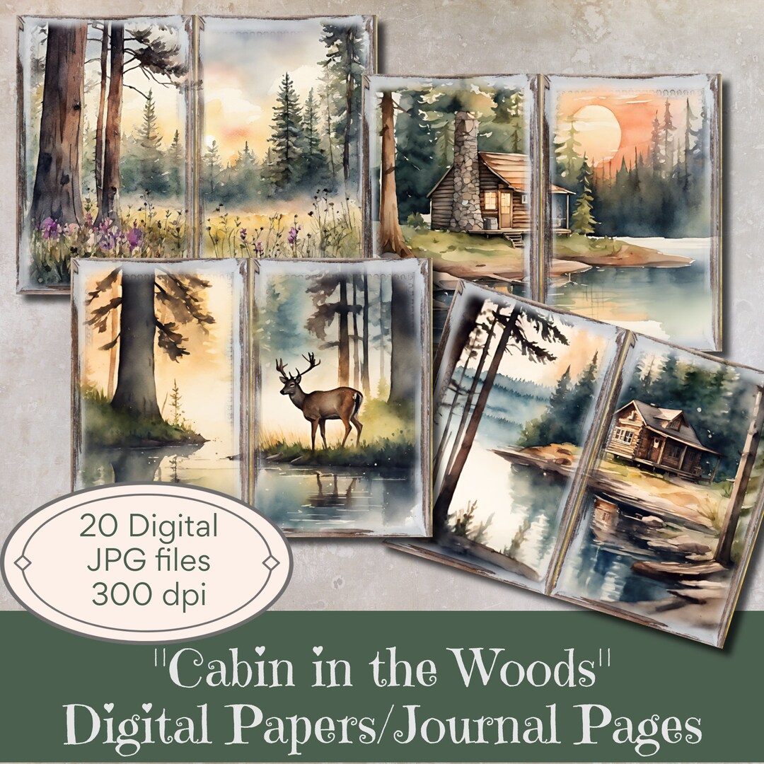 Digital Papers Cabin in the Woods Junk Journal Pages Scrapbook Papers ...