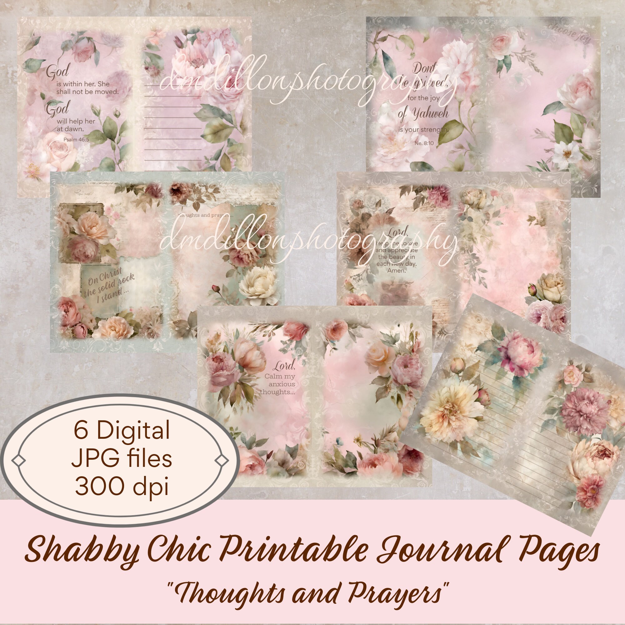 Printable "thoughts and Prayers" Junk Journal Inner Pages Set of 6 ...