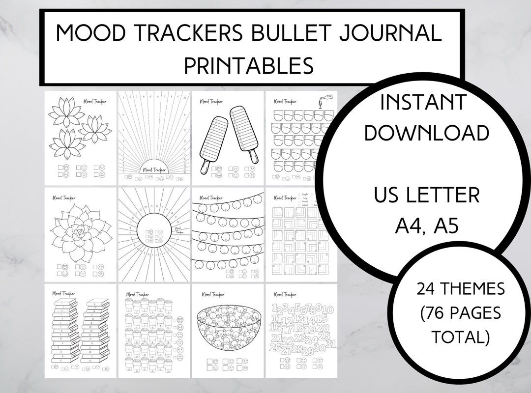 Bullet Journal Mood Tracker Printable Bujo Pages Mood Trackers Digital ...