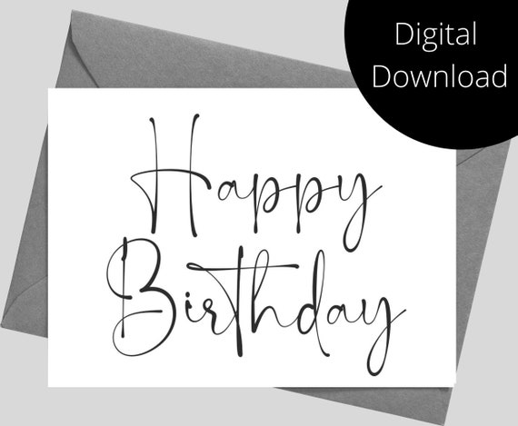 Happy Birthday Card Simple Birthday Card Printable Birthday - Etsy