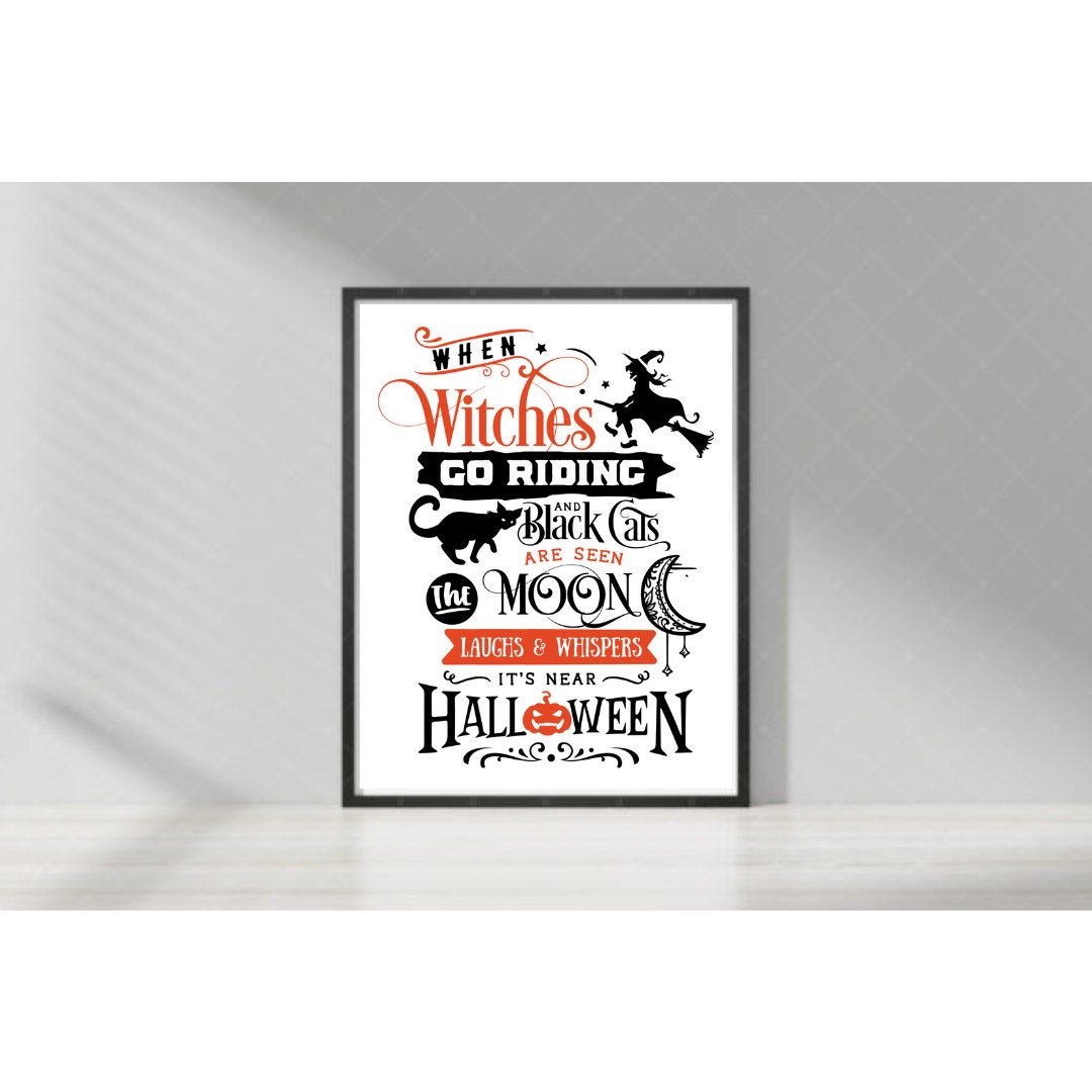 Halloween Themed Poem Print, When Witches Go Riding, Halloween Decor ...