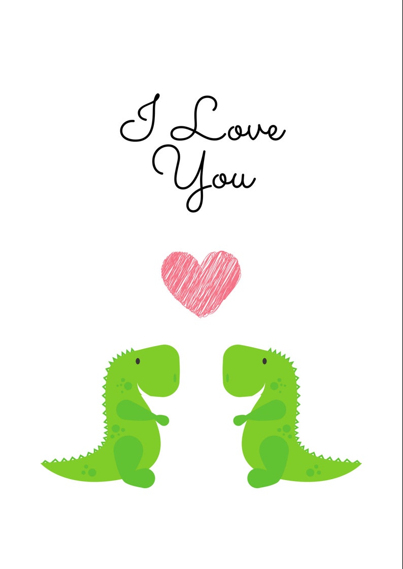 Dinosaur Print, I Love You Dinosaurs, Gift Idea, Wall Art, Birthday ...