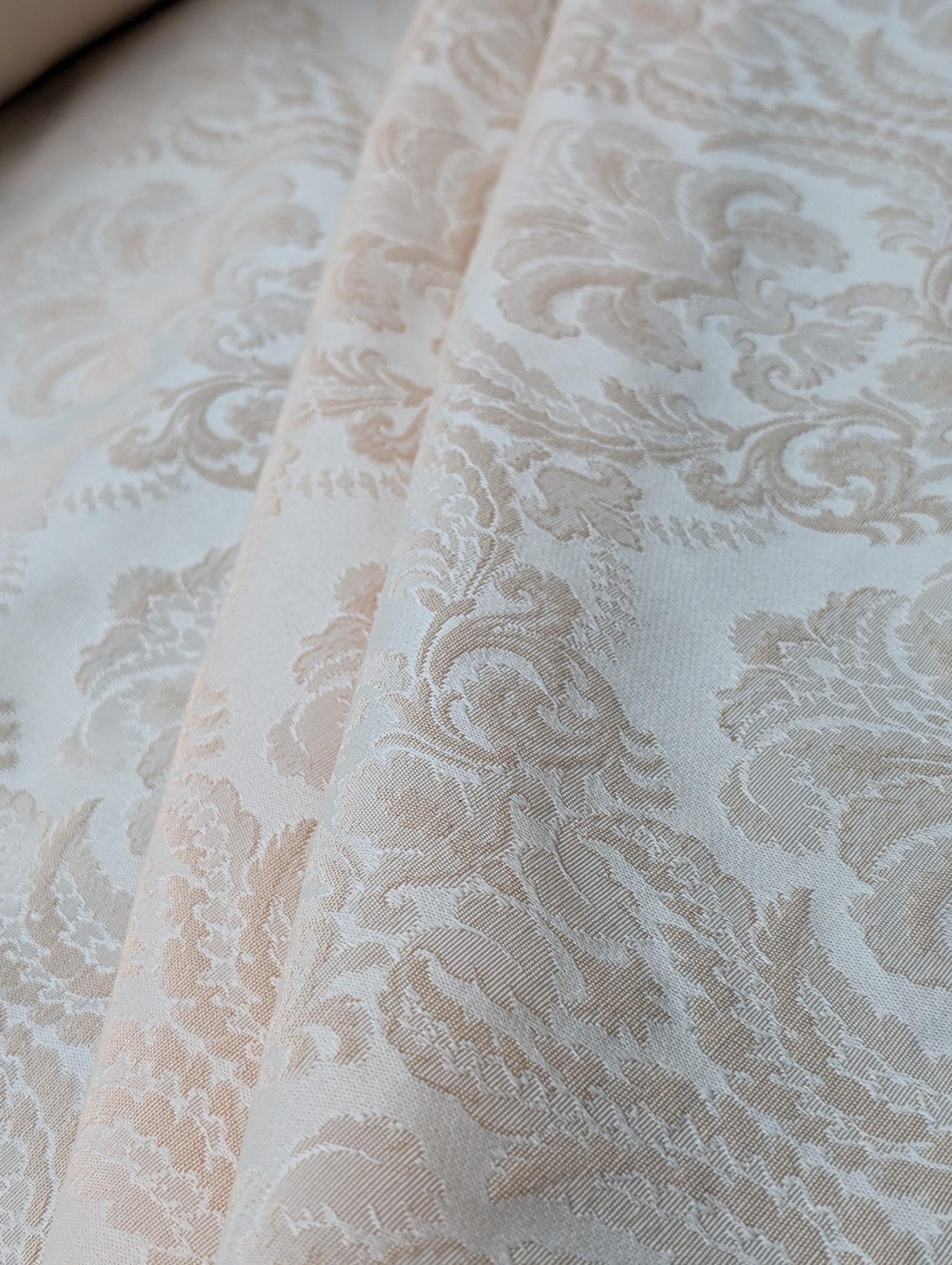 Off White Damask Drapery, Damask, Home Decor Fabric, Upholstery Fabric ...
