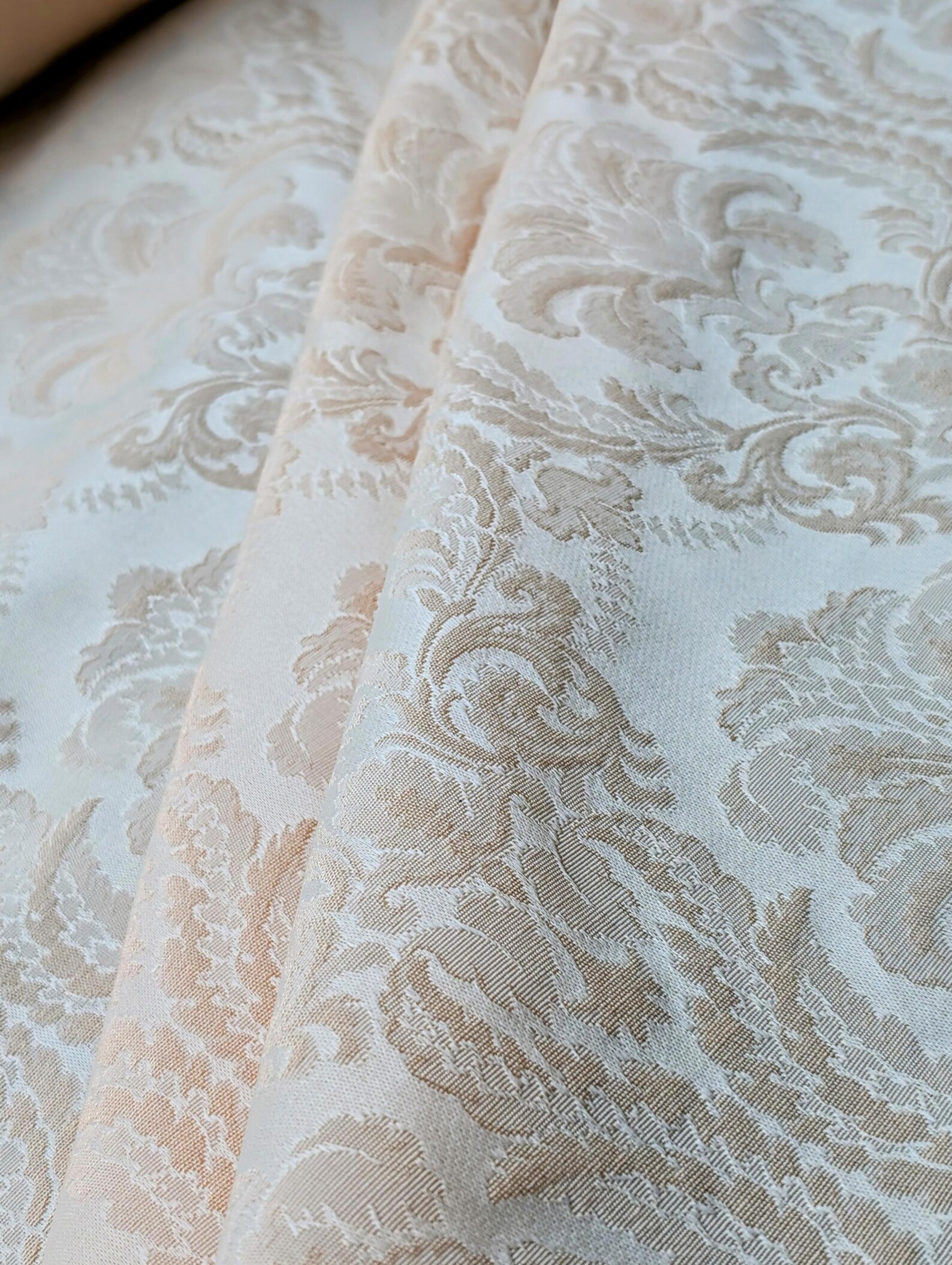 Off White Damask Drapery, Damask, Home Decor Fabric, Upholstery Fabric ...