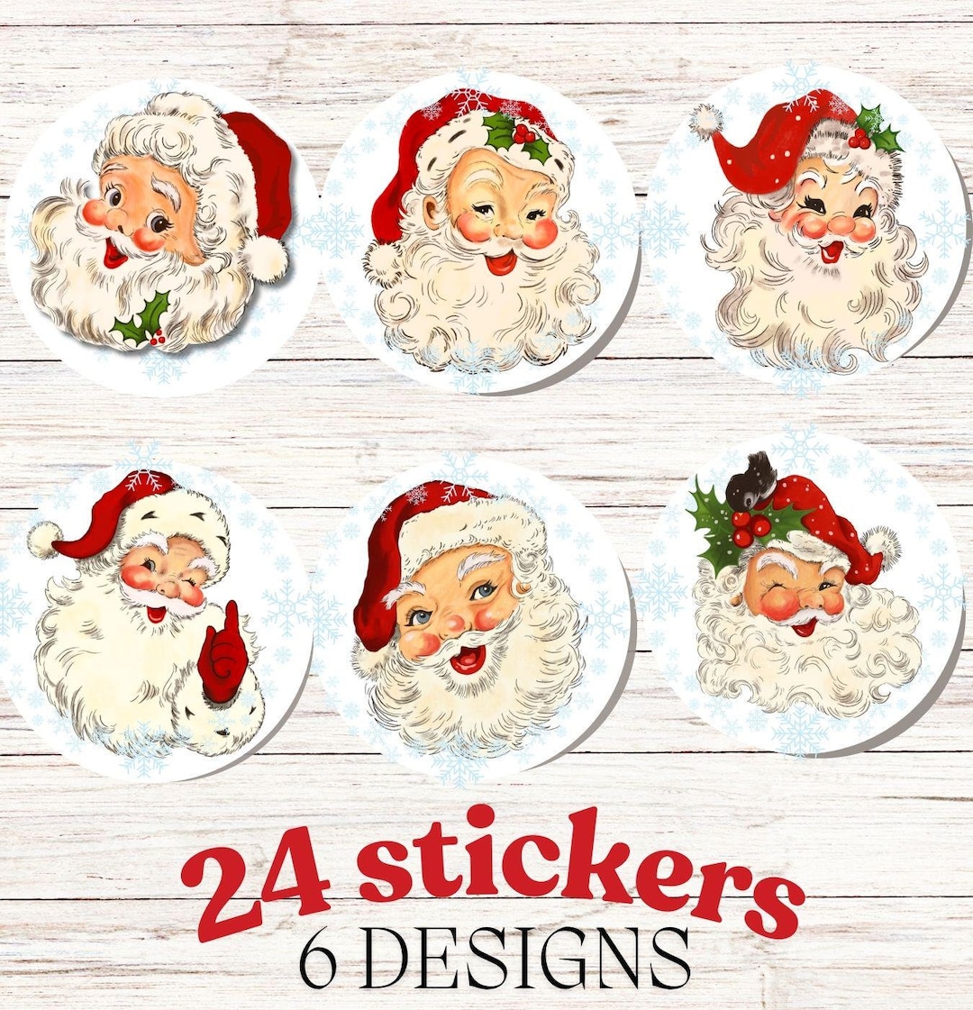 Vintage Santa Claus Stickers, Vintage Holiday Stickers, Christmas ...