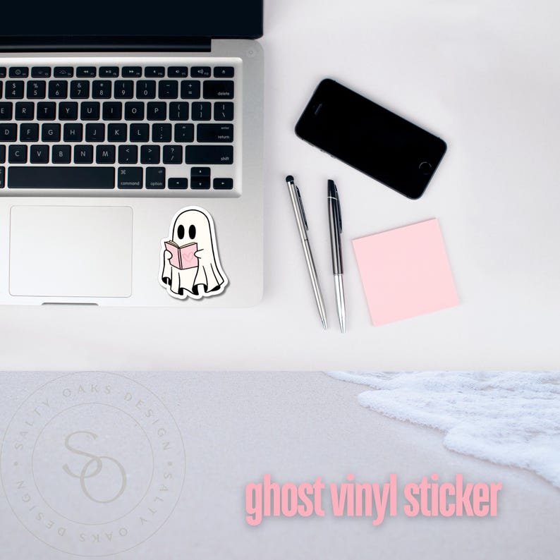 Reading Ghost Sticker, Cute Ghost Sticker, Aesthetic Ghost Sticker ...