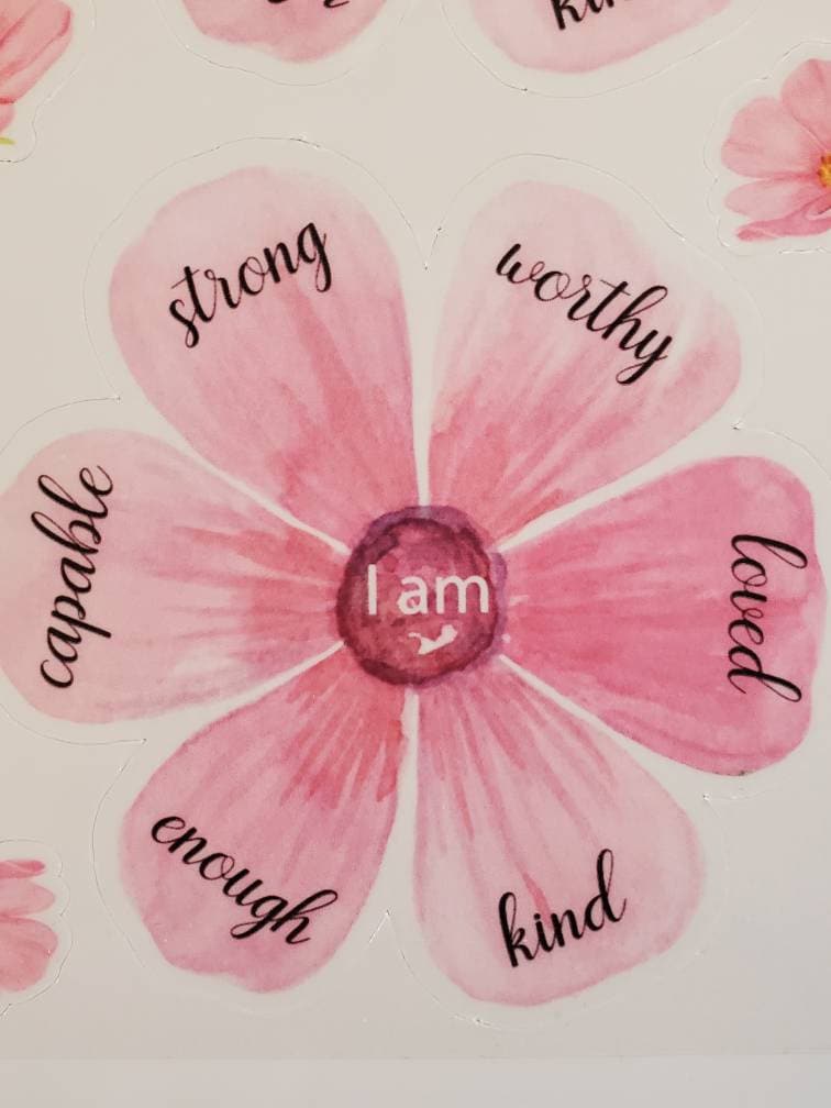I AM Pink Flower Affirmation Sticker, Inspiration Sticker, Hydro Flask ...