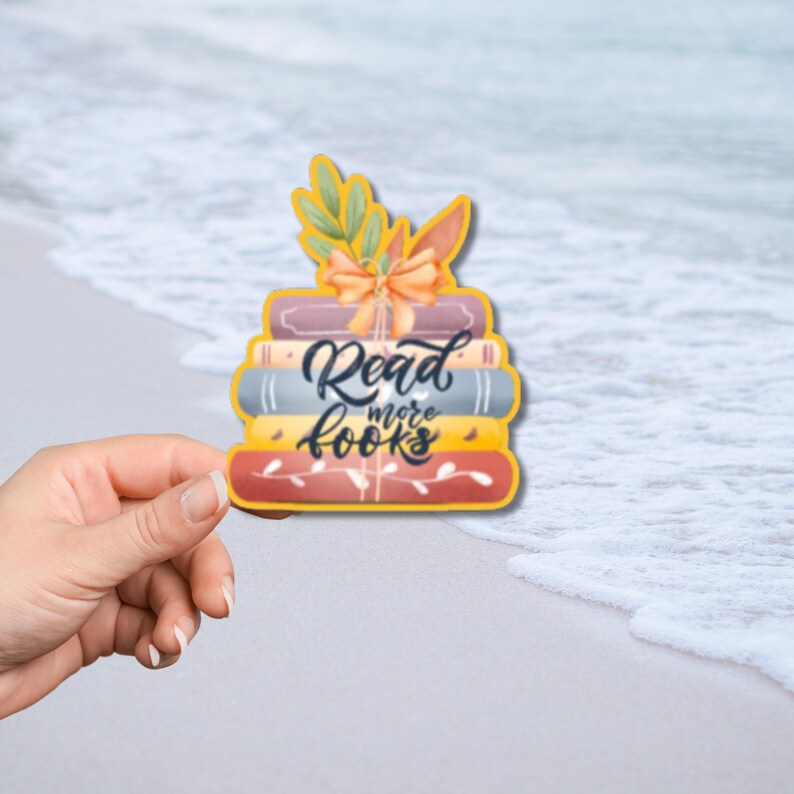 Read More Books Sticker, Aesthetic Book Stack Sticker, Cute Coquette ...