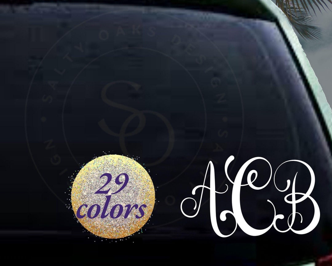 Glitter Custom Monogram Car Window Decal, Personalized Vine Script ...