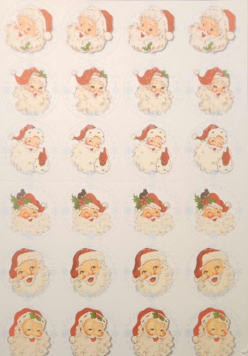 Vintage Santa Claus Stickers, Vintage Holiday Stickers, Christmas ...
