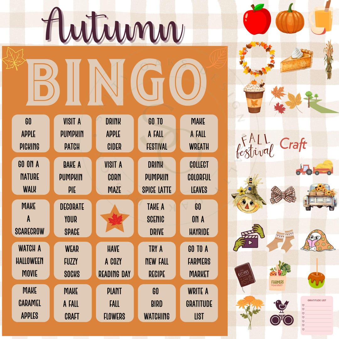 Autumn Bingo Game, Printable Journal Page, Fall Bingo, Autumn ...