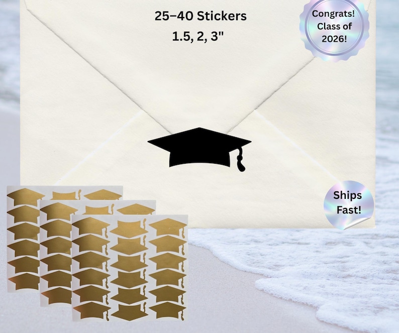 Custom Graduation Cap Vinyl Decals – 25–40 Pack, Glitter & Standard ...