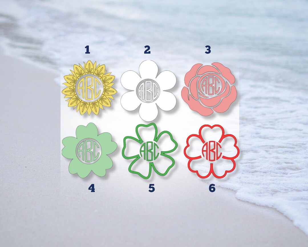 Flower Monogram Decal, Monogram Car Decal, Monogram Yeti Decal ...