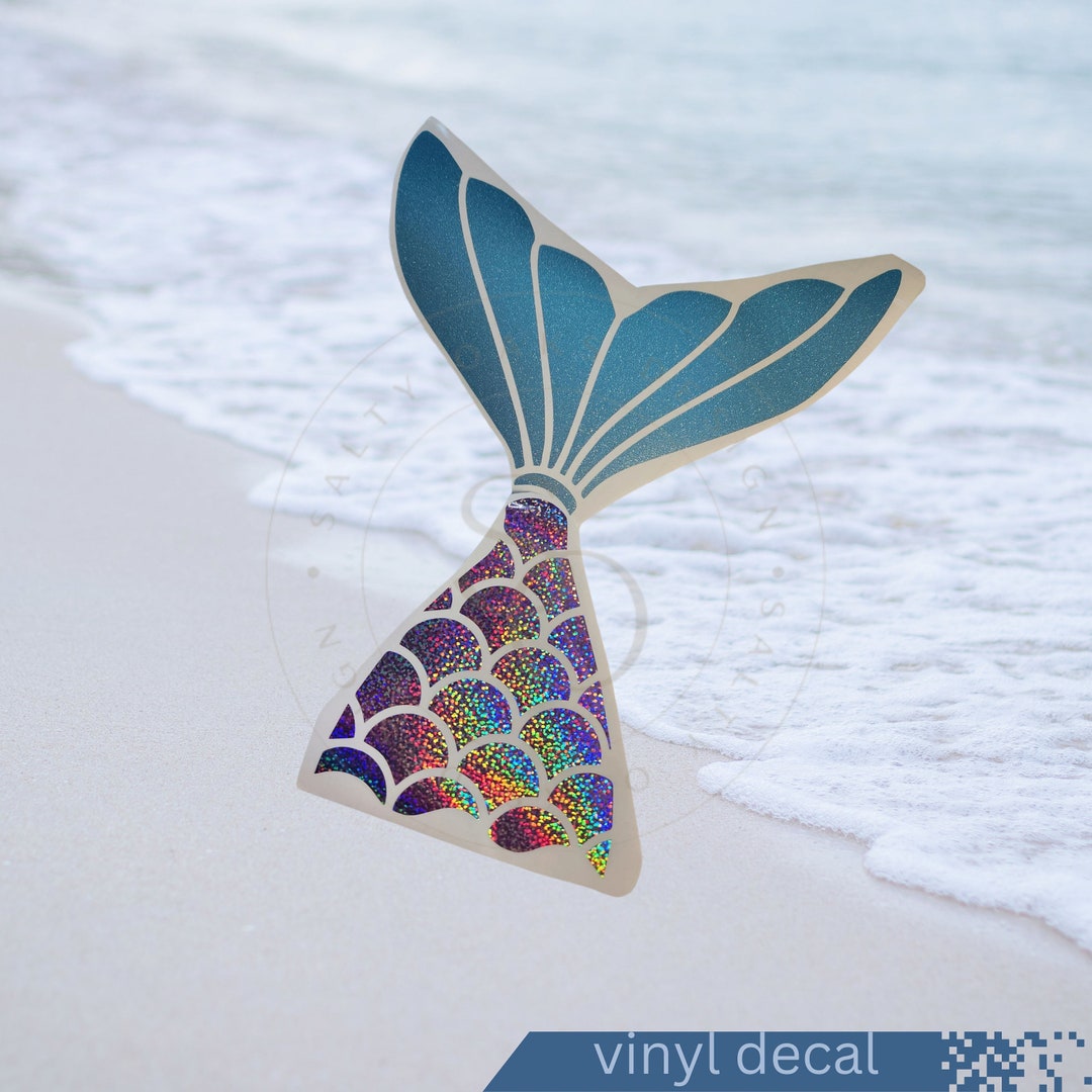 Mermaid Tail Wall Decal, Holographic Sparkle and Shimmer Blue, Mermaid ...