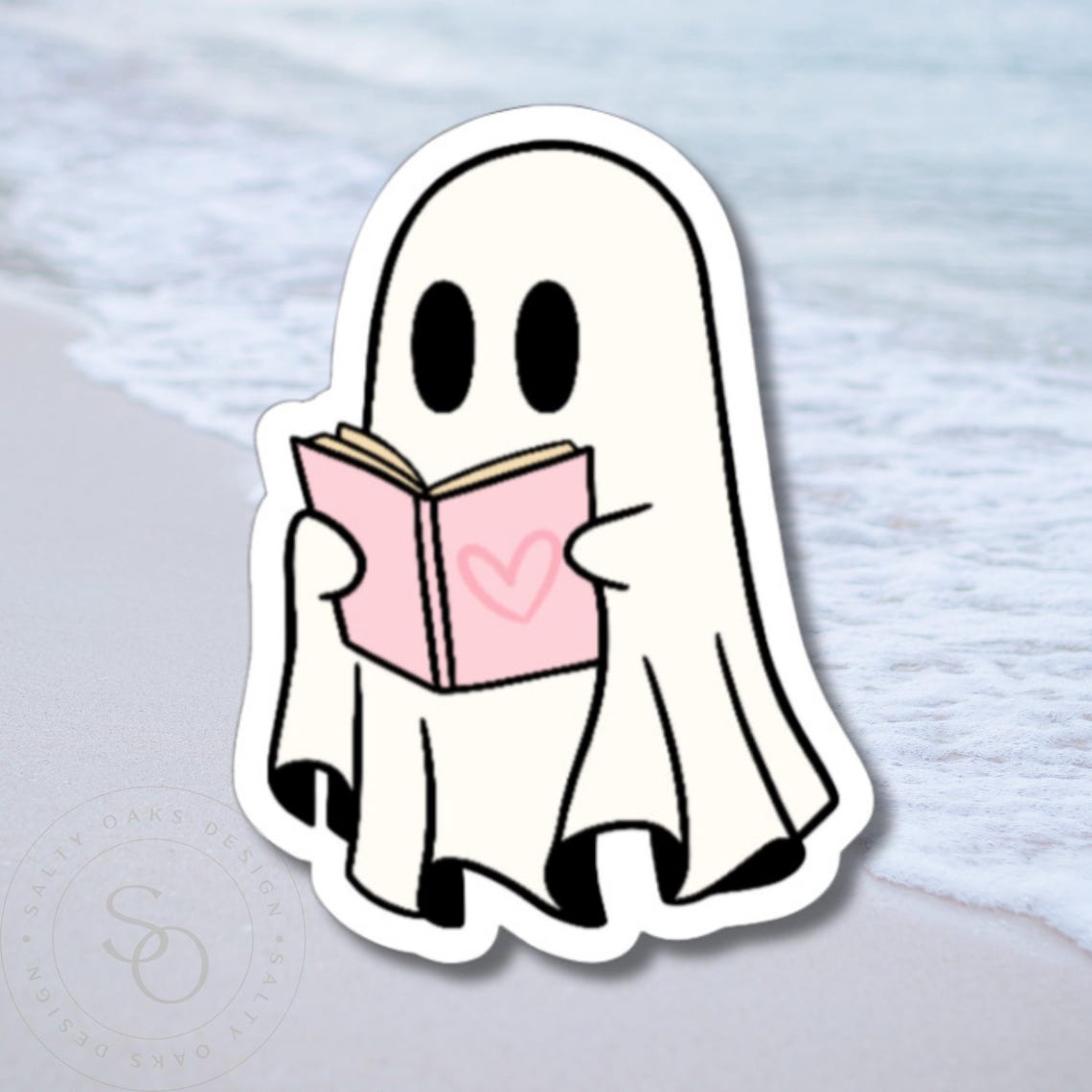 Reading Ghost Sticker, Cute Ghost Sticker, Aesthetic Ghost Sticker ...