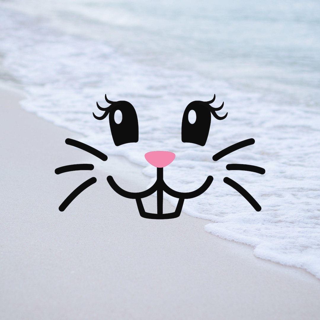 Bunny Face Vinyl Decal, Pink or Blue Nose, Easter Craft - Etsy