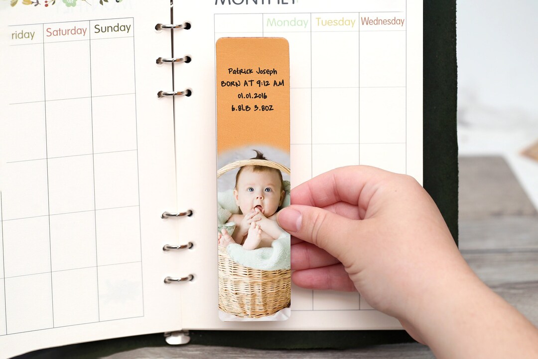 Custom Leather Photo Bookmark for Baby With Message, Family Gift for ...