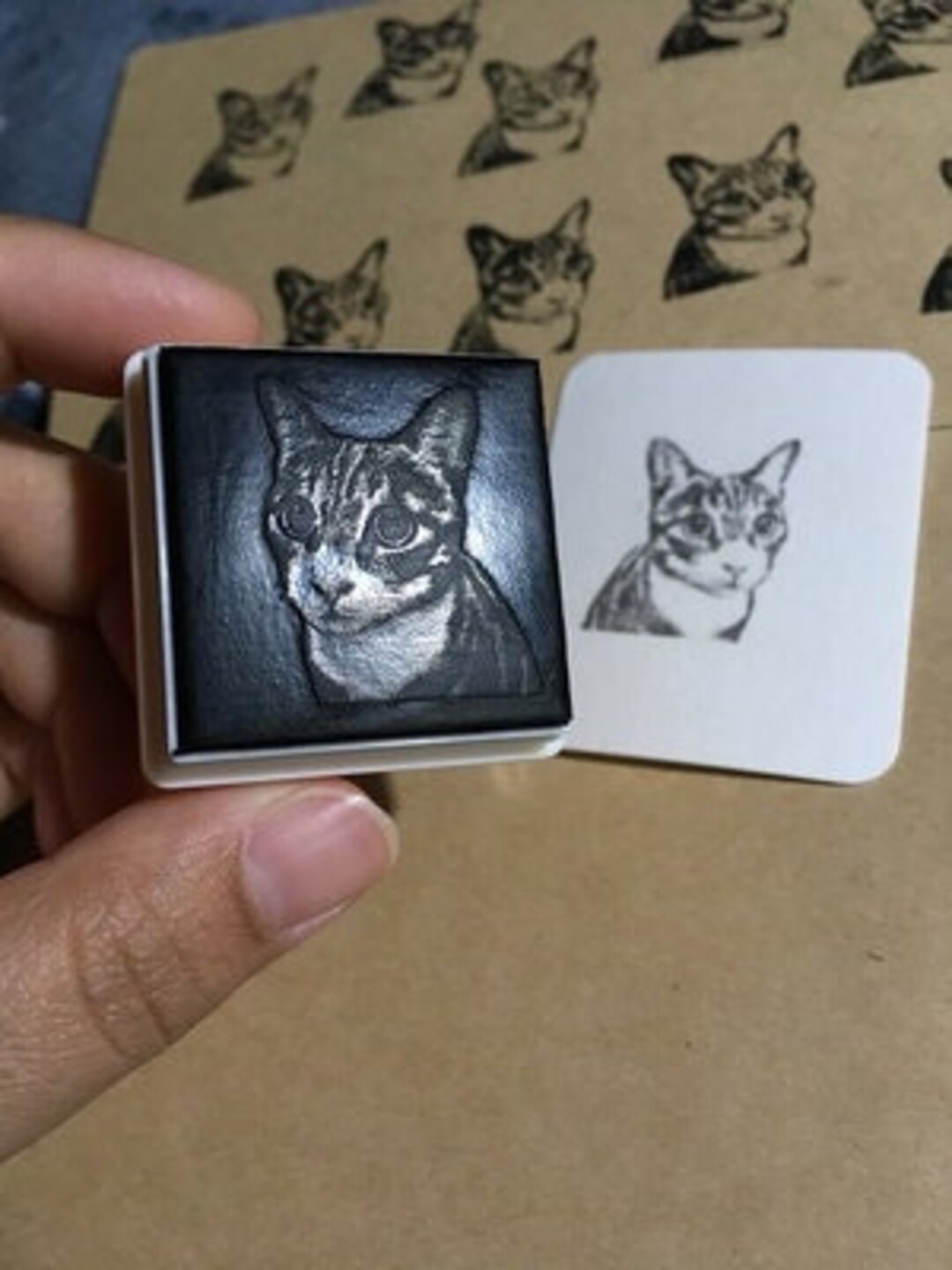 Custom Cat Portrait Ink Stamp, Personalized Cat Dog Portrait Stamp, Pet ...