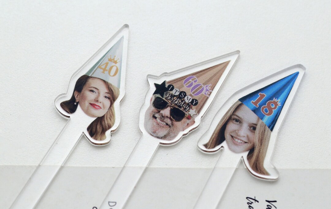 Personalized Acrylic Printing Face Drink Stir Stick, Custom Birthday ...
