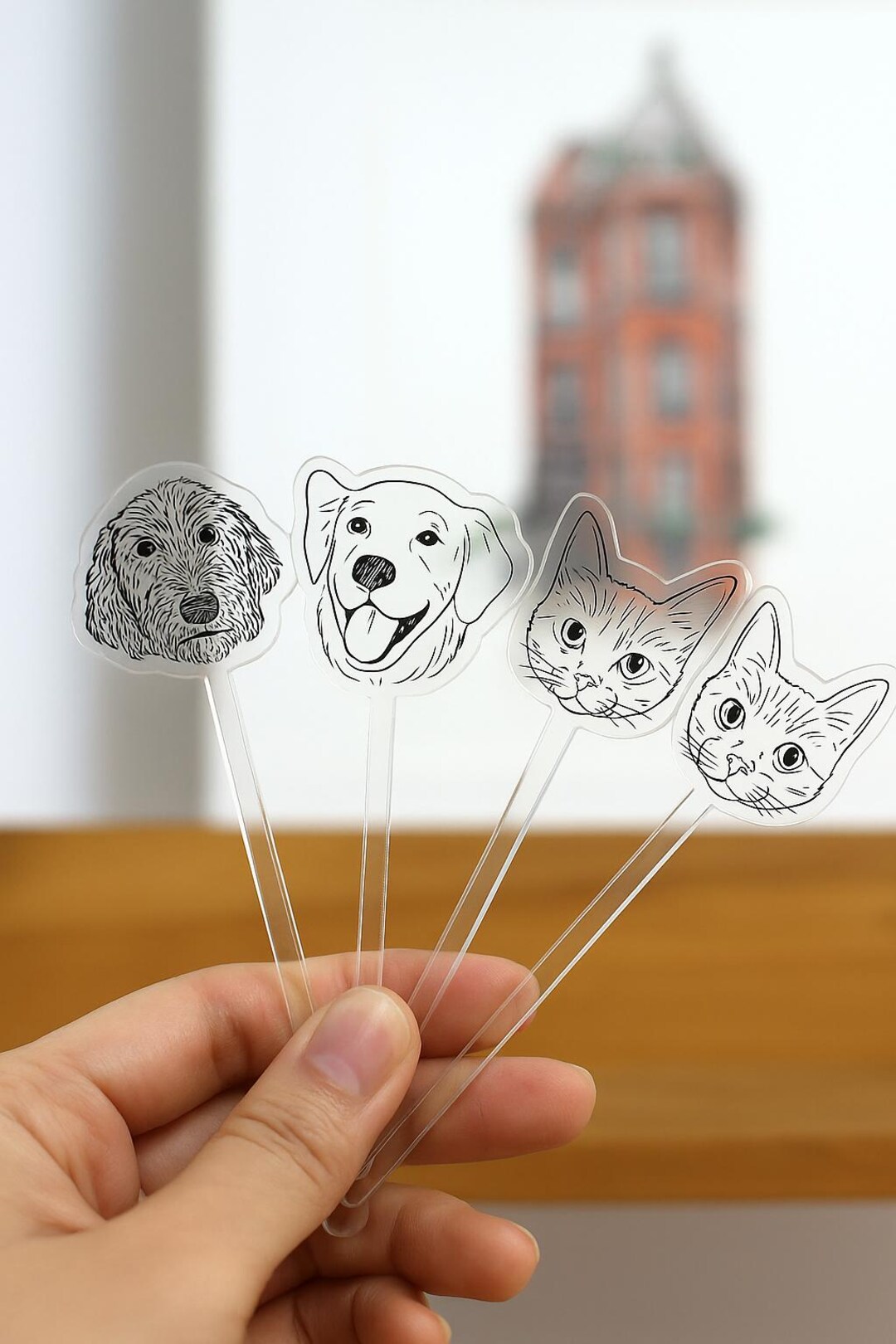 Acrylic Sketch Dog Drink Stir Stick, Custom Pet Drink Stir Stick, Cat ...