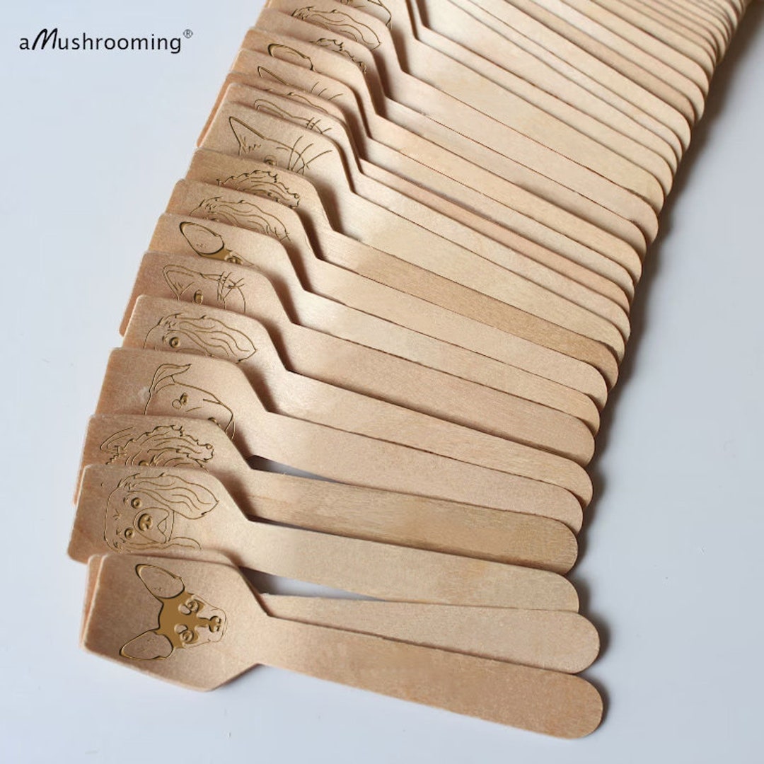 Personalized Dog Cat Wooden Spoons, Wood Engraved Cocktail Sticks ...