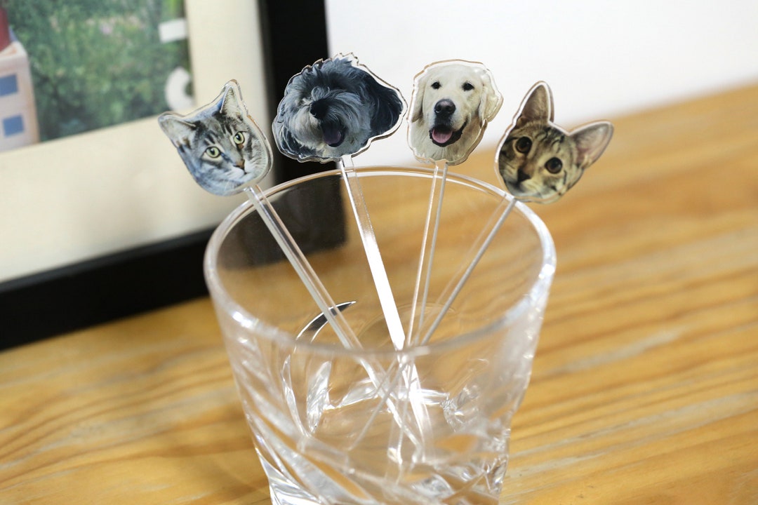 Custom Acrylic Dog Cat Drink Coffee Stir Stick, Personalized Pet Drink ...