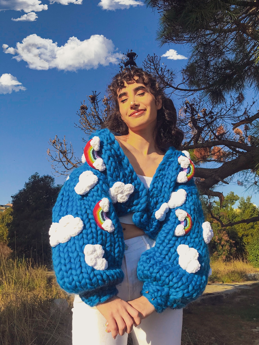 Funyarns, 3D Cloud Chunky Cardigan, 3D Rainbow Cardigan, Cloud Knit ...