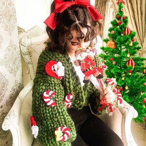 Funyarns, 3D Christmas Jumper, Santa Claus Cardigan, Candy Cane ...