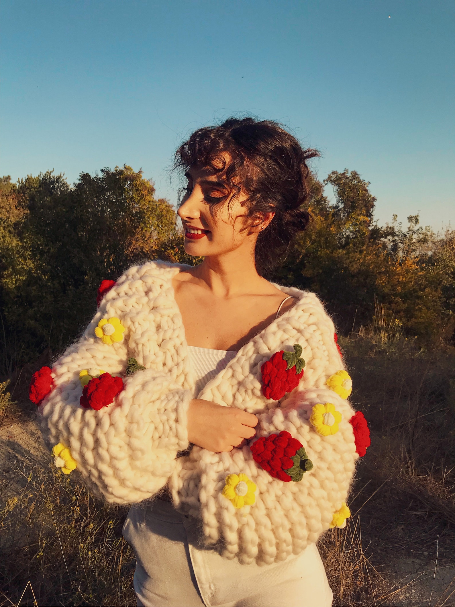 Funyarns, Strawberry Cardigan, Strawberry Jacket, Daisy Cardigan ...