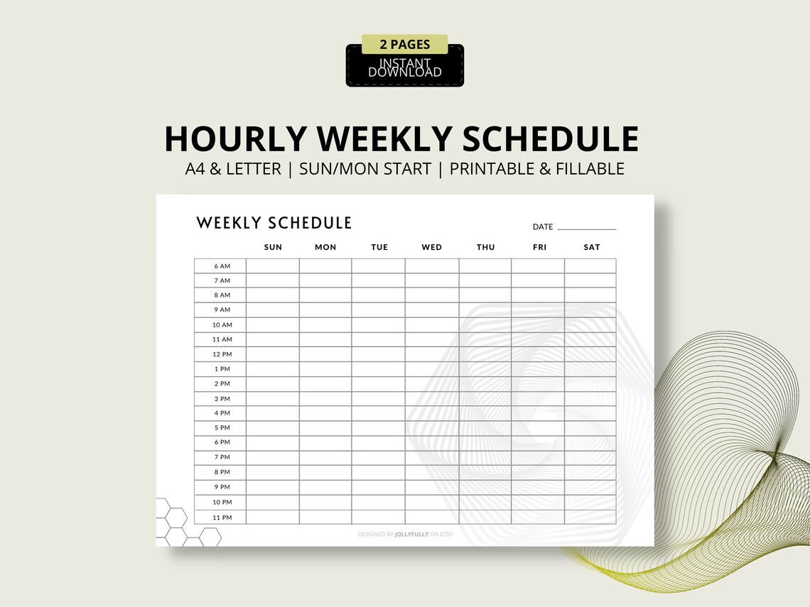 Weekly Schedule A4, Letter Fillable Editable Organiser Minexagon Weekly ...