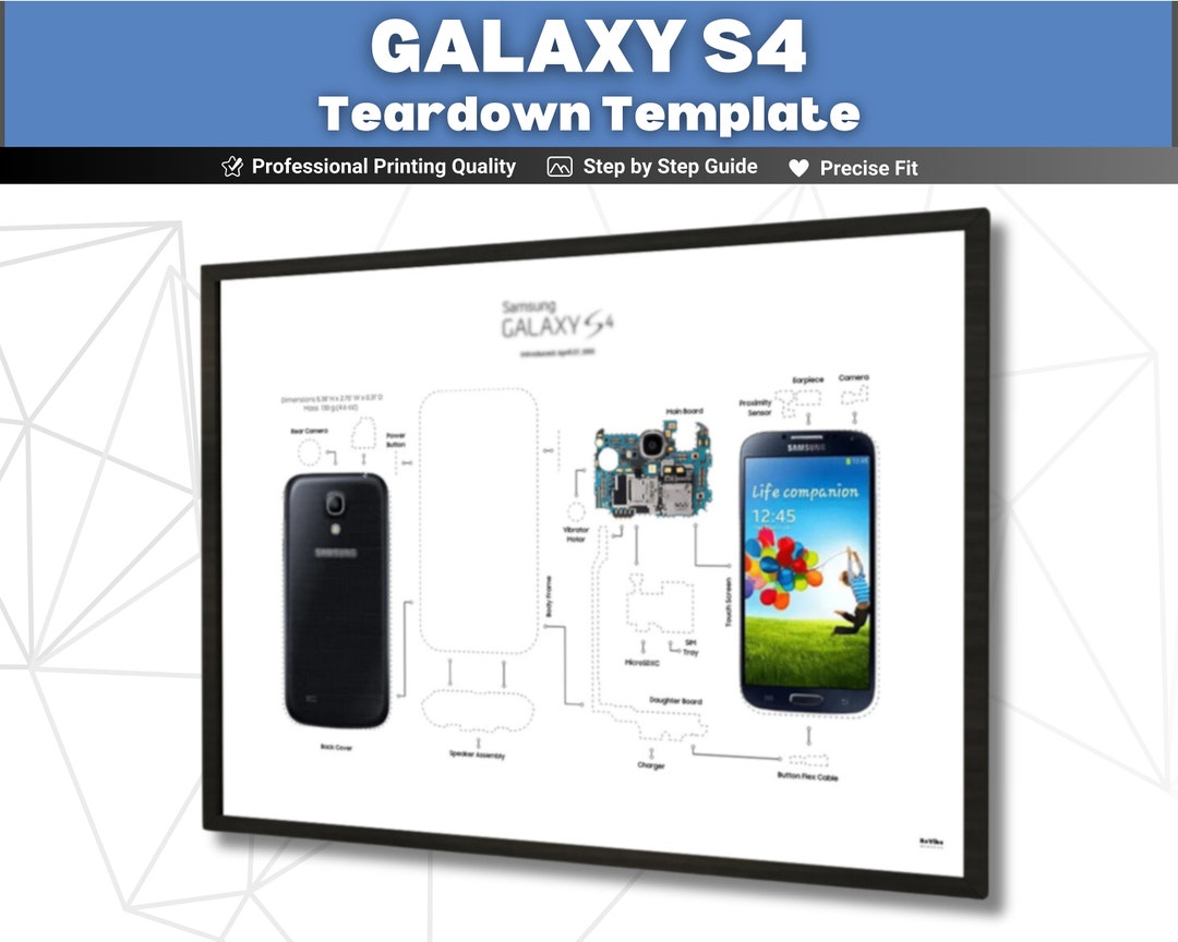 Galaxy S4 Teardown Art Template, Disassembled Schematic (digital ...