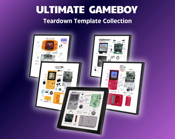 Gameboy Teardown Art Templates | Original, Pocket, Color, Advance, SP ...