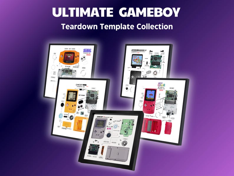 All Gameboy Teardown Templates | Diy Frame Templates for Gameboy ...