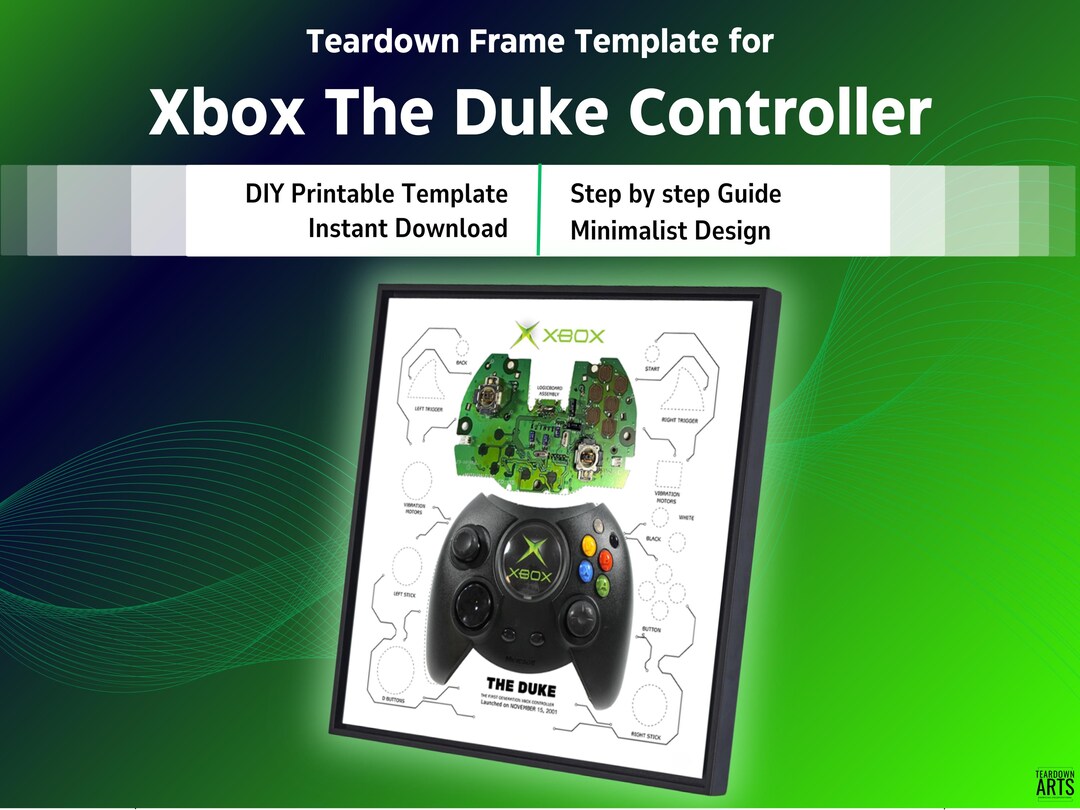 XBOX Duke Controller Teardown Template | DIY Disassembly Frame (digital ...