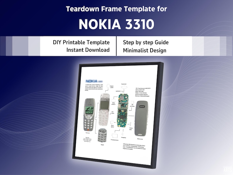 Nokia 3310 Teardown Template: DIY Shadow Box Design (digital Download ...