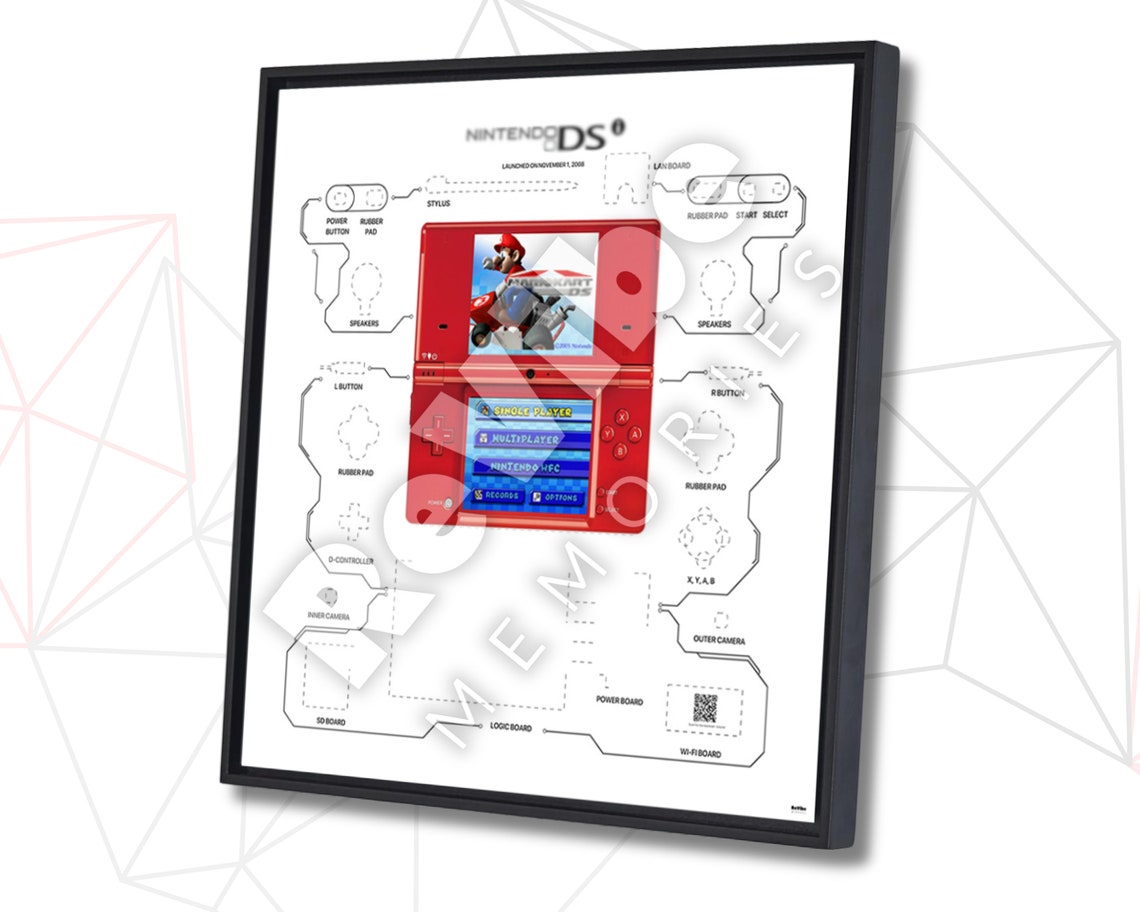 Dsi Teardown Template, Retro Game Console Frame Art (digital Download ...