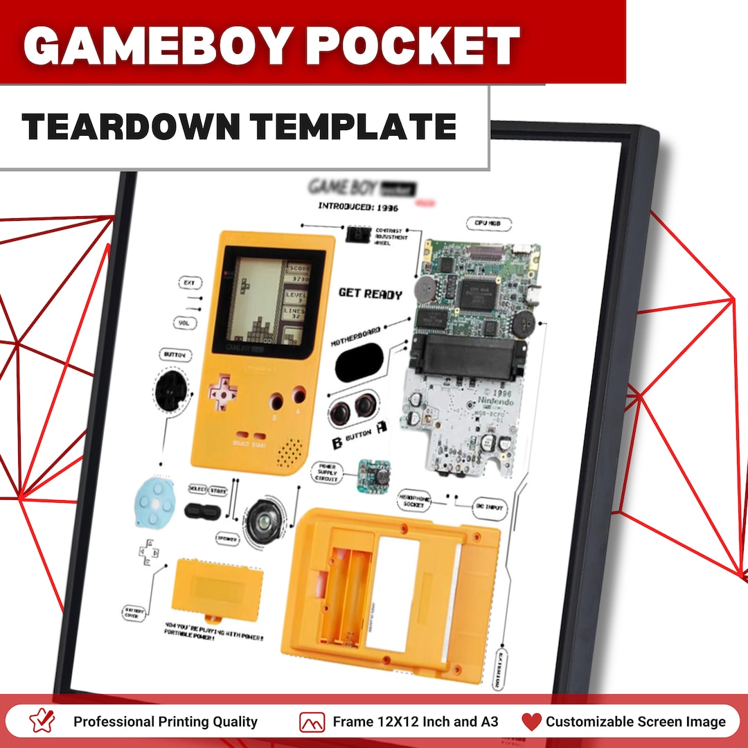 Game Boy Pocket Teardown Template Download Gameboy Pocket - Etsy