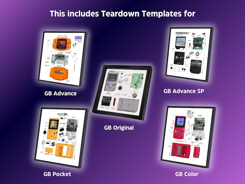 All Gameboy Teardown Templates | Diy Frame Templates for Gameboy ...