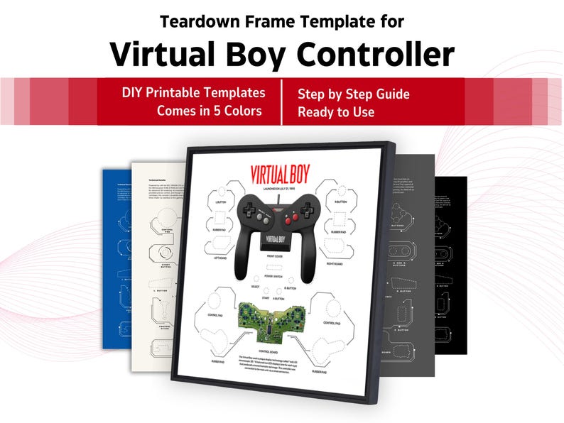 Virtual Boy Controller Teardown Art – 5 Color Template (digital ...