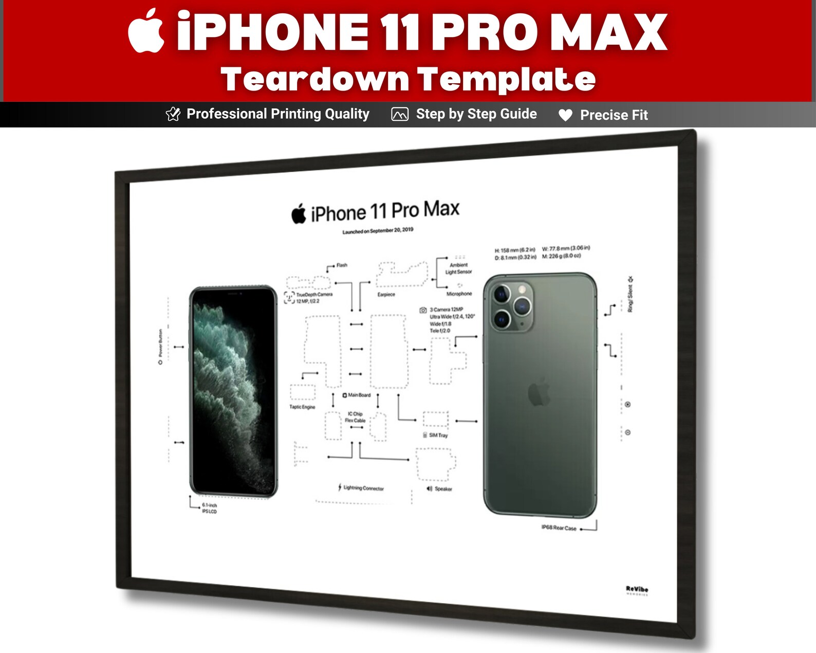 IPhone 11 Pro Max Teardown Template Download , Blueprint Frame for ...