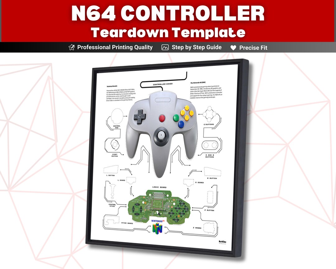 N64 Controller Teardown Template Download 1996 N64 Console - Etsy