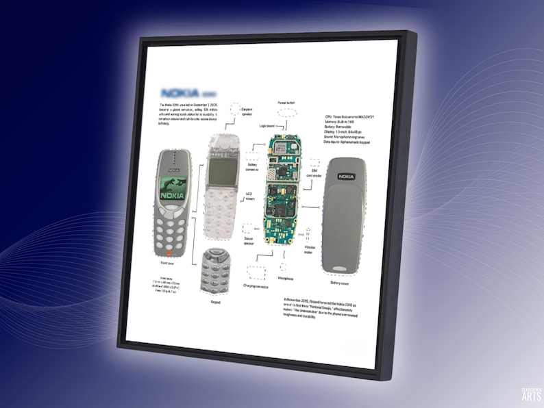 Nokia 3310 Teardown Template: DIY Shadow Box Design (digital Download ...