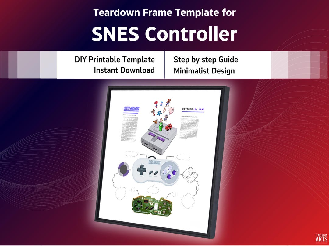 SNES Controller Teardown Template | DIY Frame Art (digital Download ...