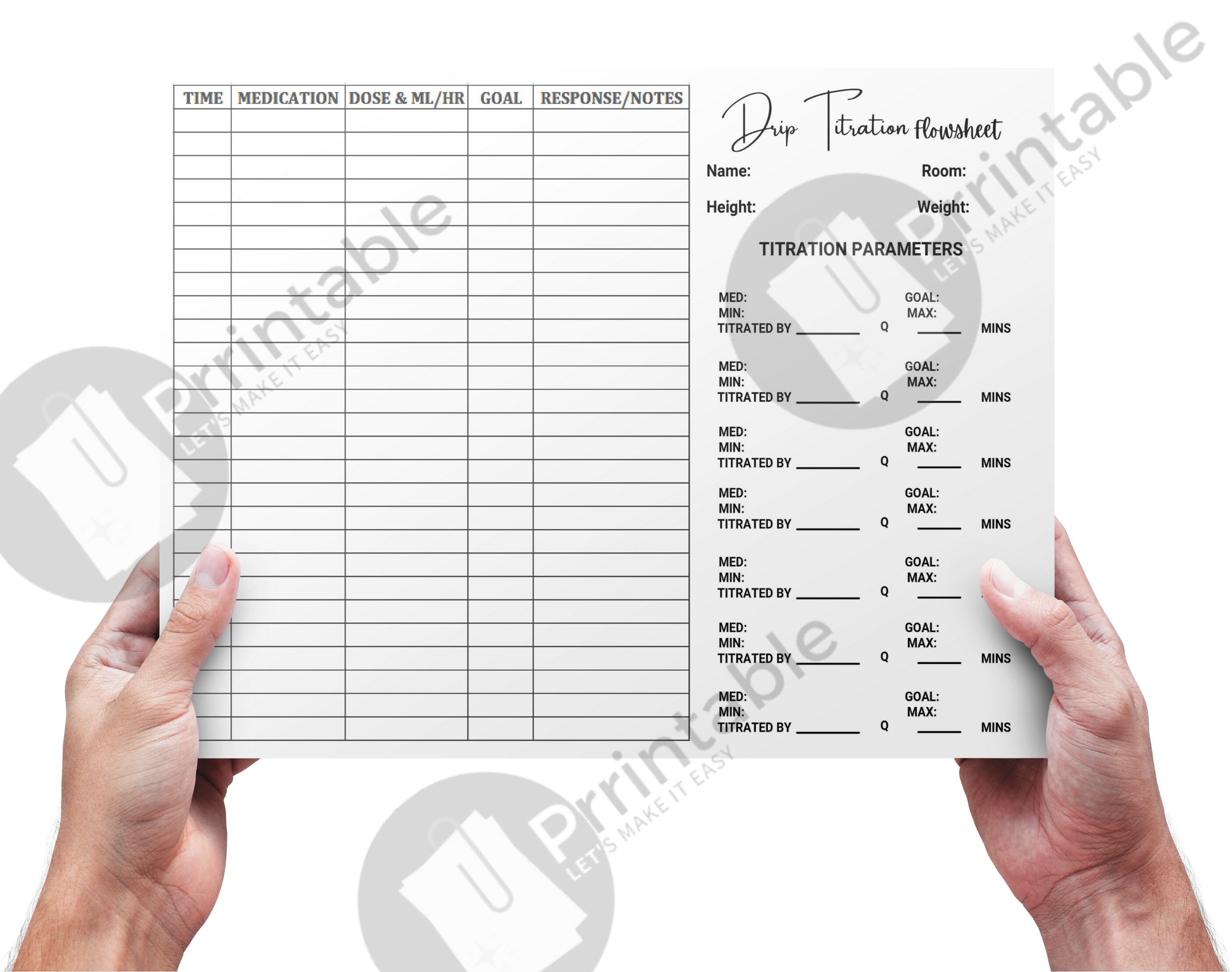 Nursing Drip Titration Flowsheet Nursing Student Titration - Etsy Australia