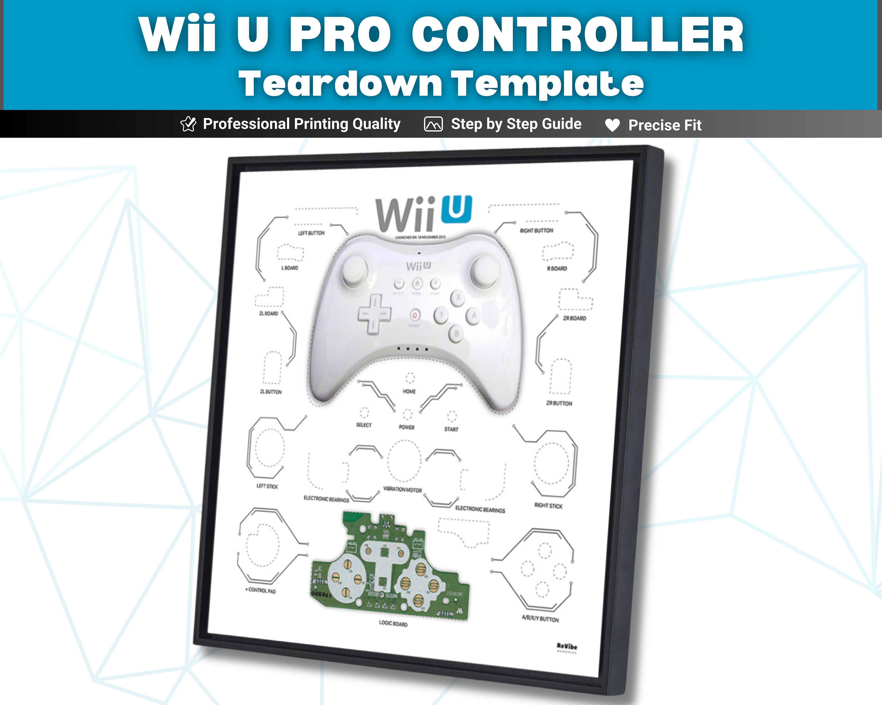 Wii U Pro Controller Teardown Template Download 2012 Wii U - Etsy