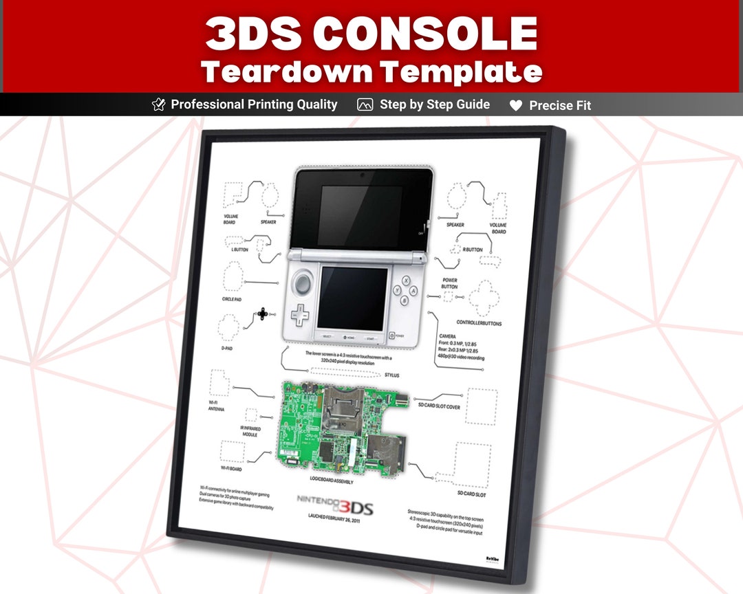 3DS Teardown Template, DIY Frame Techart (PNG, PDF Digital Download) - Etsy