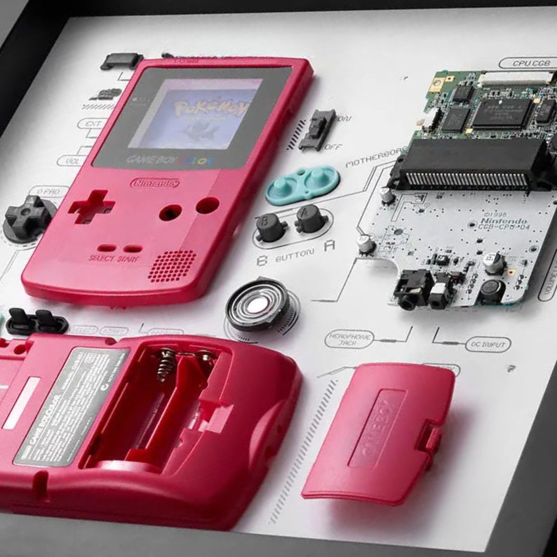 Game Boy Color Teardown Template Print Ready, Download Gameboy 1998 ...