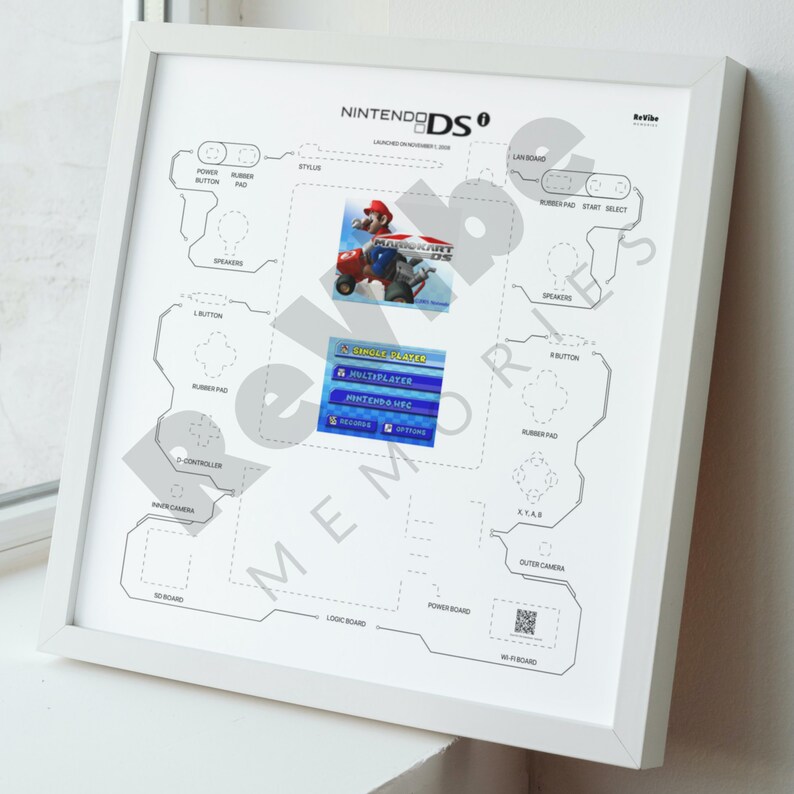 Dsi Teardown Template, Retro Game Console Frame Art (digital Download ...